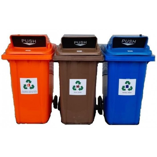 Muhibbah 2 Wheel Mobile Garbage Bin MGB 240 Recycle Bin Set 3 in 1